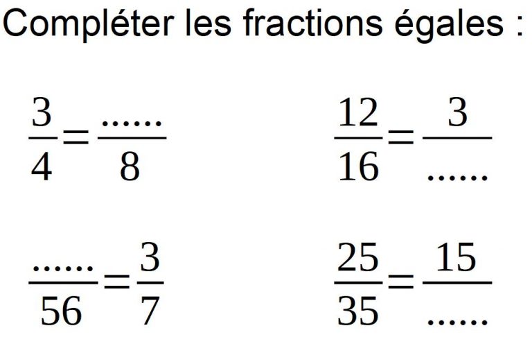 5e Chapitre 10 : Egalité des nombres en écriture fractionnaire – Formimaths