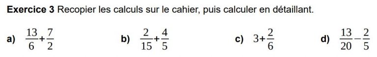 5e Chapitre 15 : Additions et soustractions de fractions – Formimaths